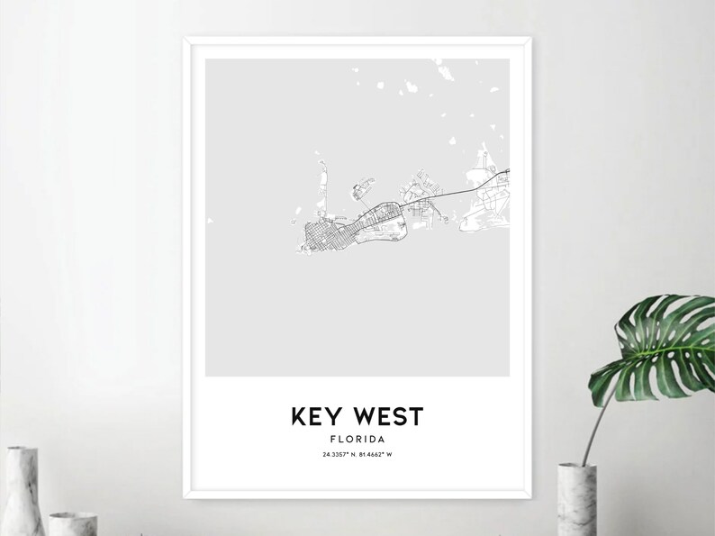 Key West Map Print Key West Map Poster Wall Art Fl City Map - Etsy