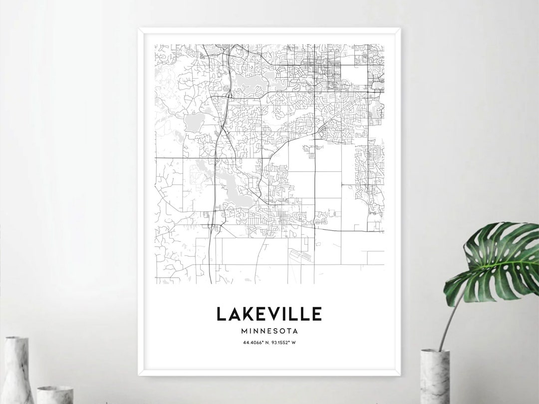 Lakeville Map Print, Lakeville Map Poster Wall Art, Mn City Map, Minnesota Print Street Map ...