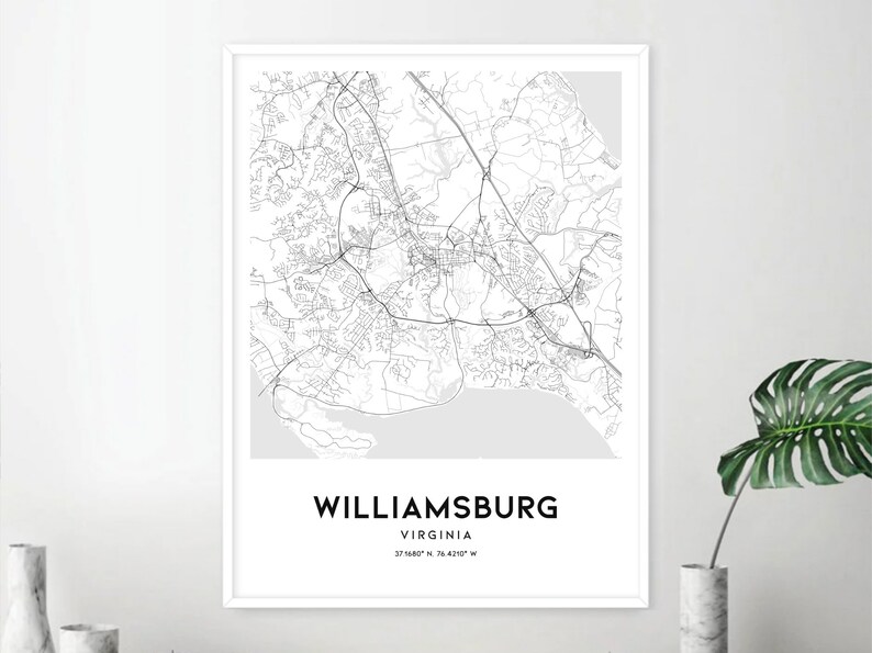 Williamsburg Map Print, Williamsburg Map Poster Wall Art, Va City Map ...