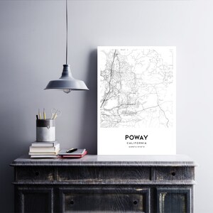 Poway Map Print, Poway Map Poster Wall Art, Ca City Map, California ...