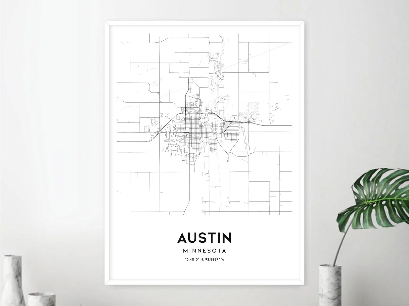 Austin Map Print, Austin Map Poster Wall Art, Mn City Map, Minnesota ...