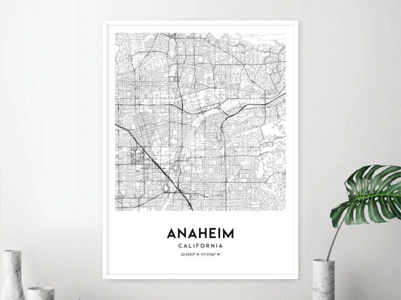 Anaheim Map Print Anaheim Map Poster Wall Art Ca City Map | Etsy