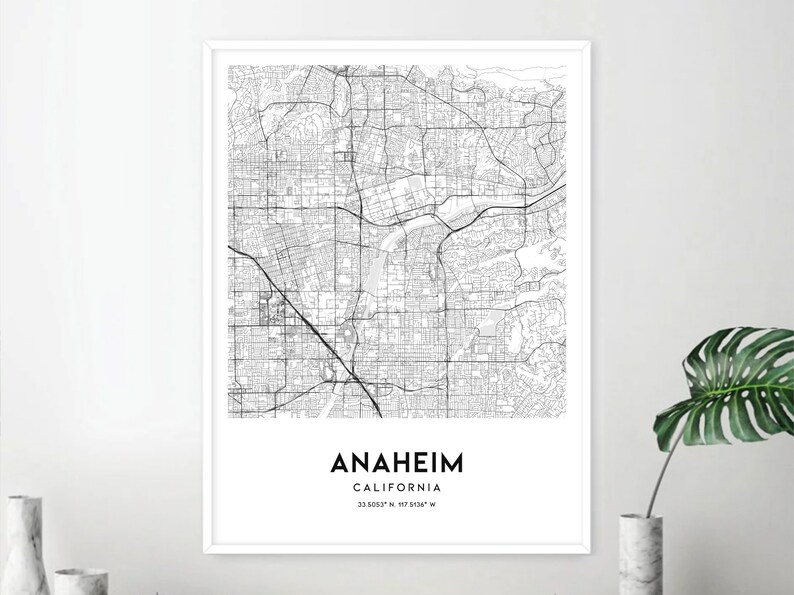 Anaheim Map Print Anaheim Map Poster Wall Art Ca City Map - Etsy