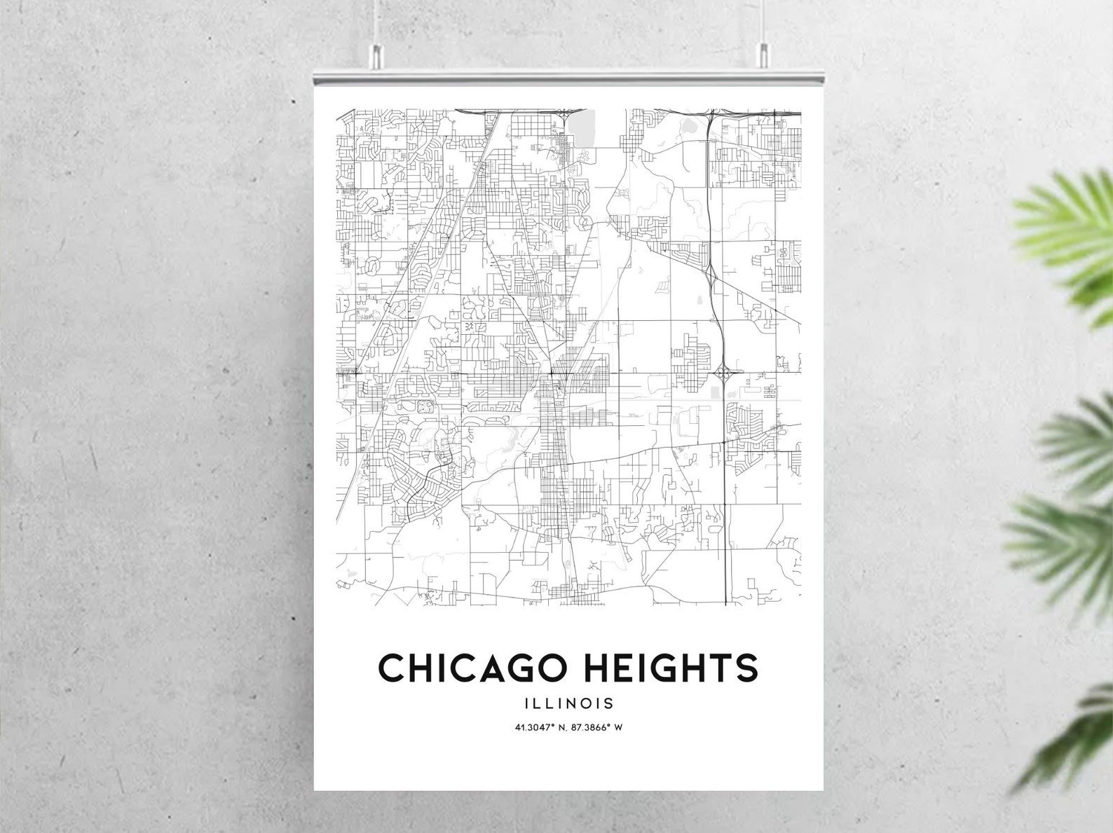 Chicago Heights Map Print Chicago Heights Map Poster Wall | Etsy
