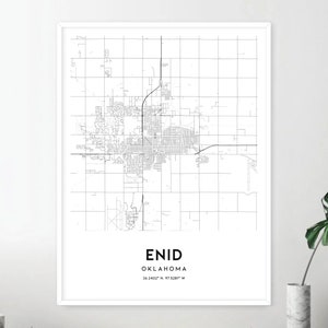 Enid Map Print, Enid Map Poster Wall Art, Ok City Map, Oklahoma Print ...