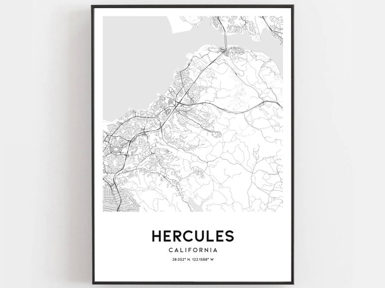 Hercules Map Print Hercules Map Poster Wall Art Ca City | Etsy