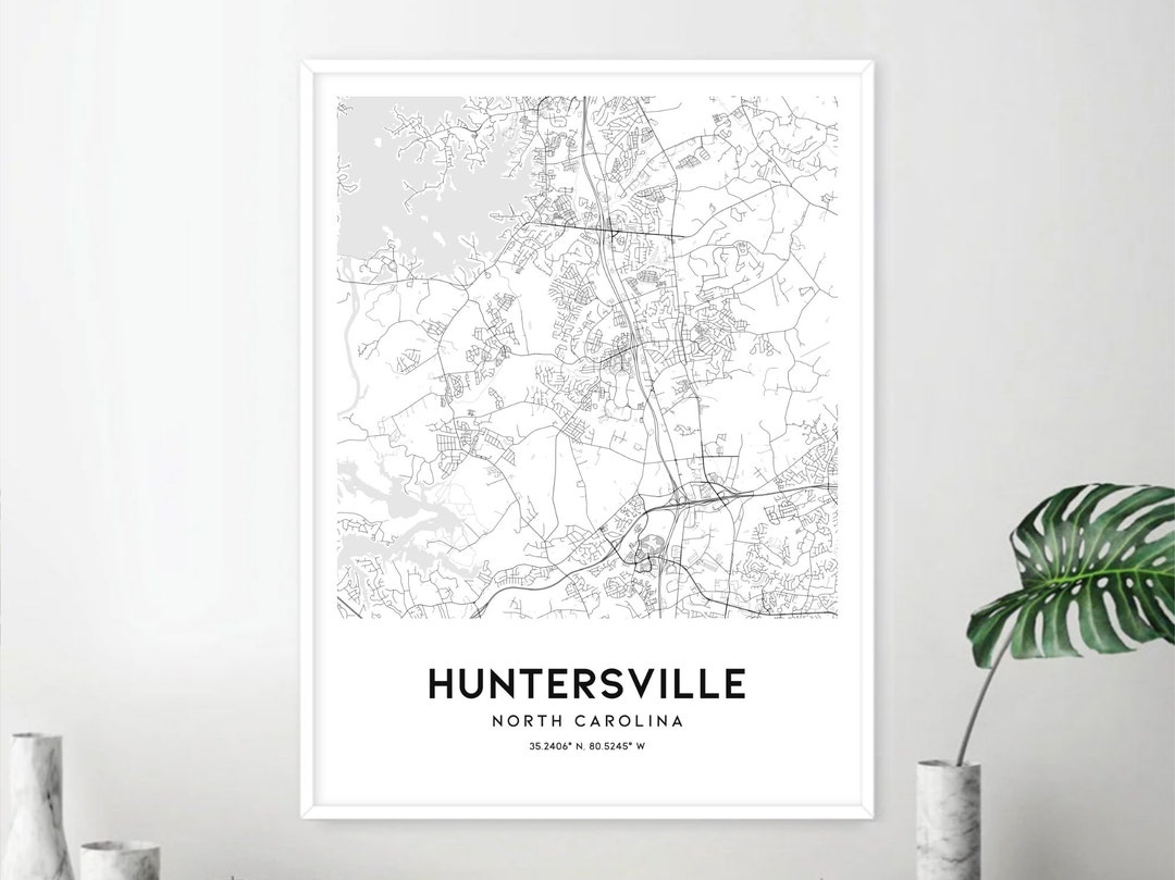 Huntersville Map Print Huntersville Map Poster Wall Art Nc - Etsy España