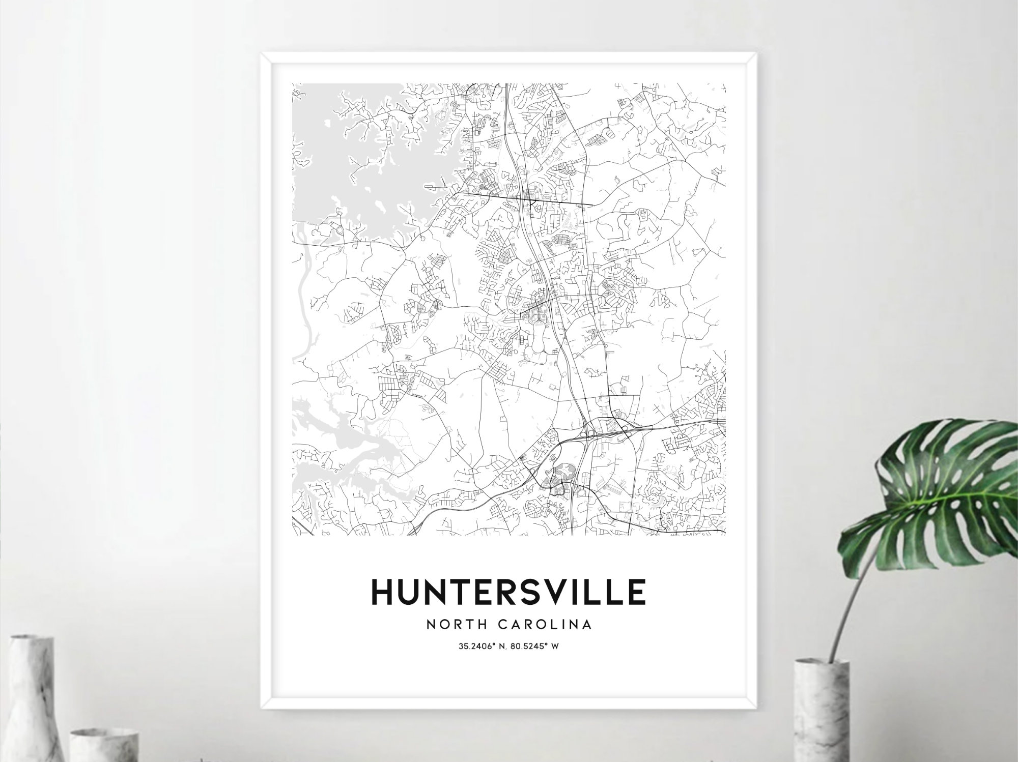 Huntersville Map Print, Huntersville Map Poster Wall Art, Nc City Map ...