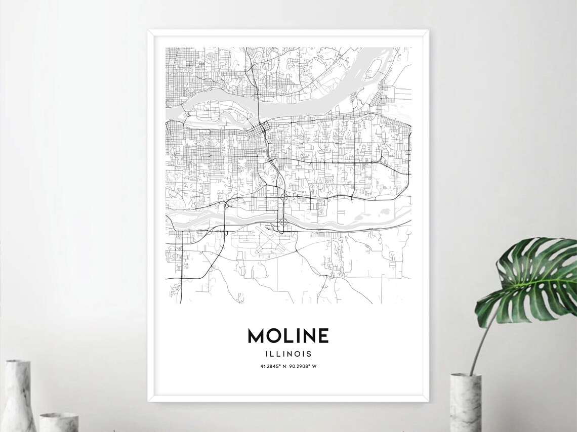 Moline Map Print Moline Map Poster Wall Art Il City Map - Etsy