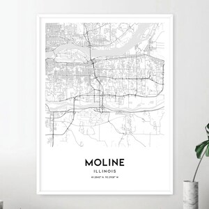 Moline Map Print, Moline Map Poster Wall Art, Il City Map, Illinois ...