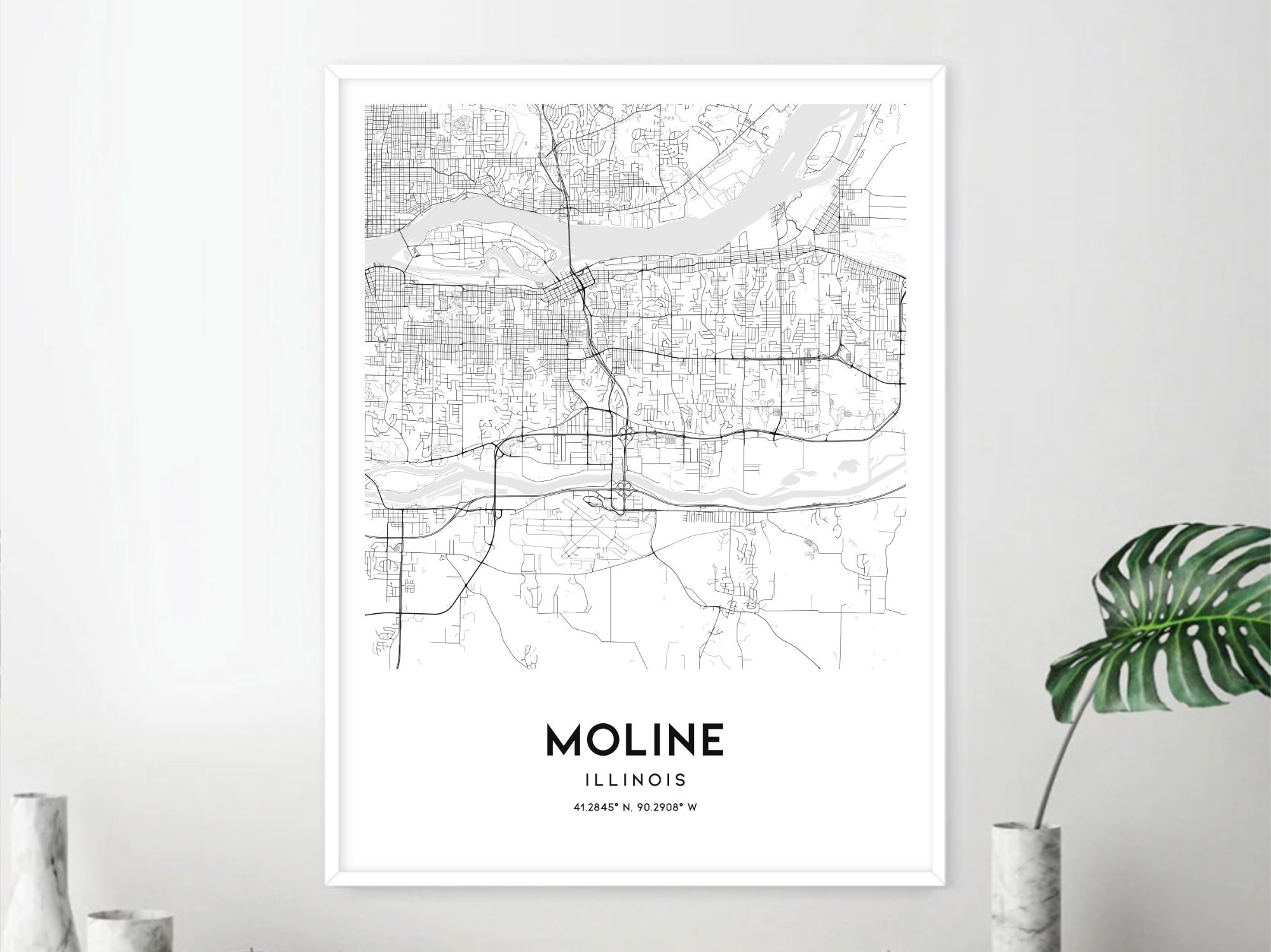 Moline Map Print Moline Map Poster Wall Art Il City Map - Etsy