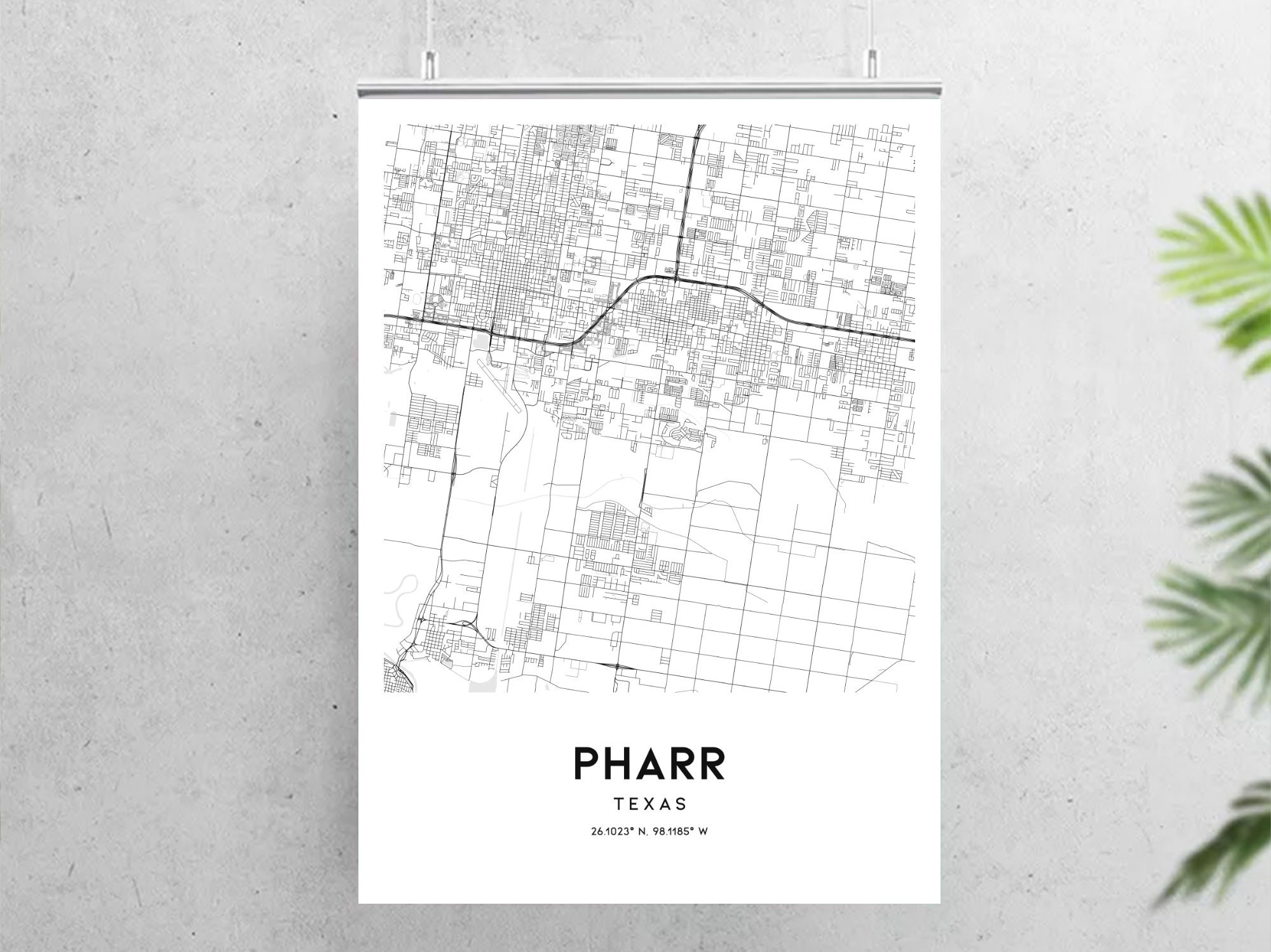 Pharr Map Print Pharr Map Poster Wall Art Tx City Map | Etsy