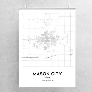 Mason City Map Print Mason City Map Poster Wall Art Ia City | Etsy