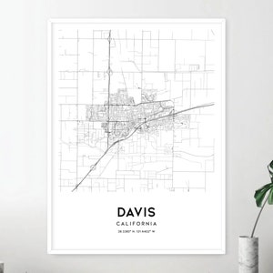 Davis Map Print, Davis Map Poster Wall Art, Ca City Map, California ...