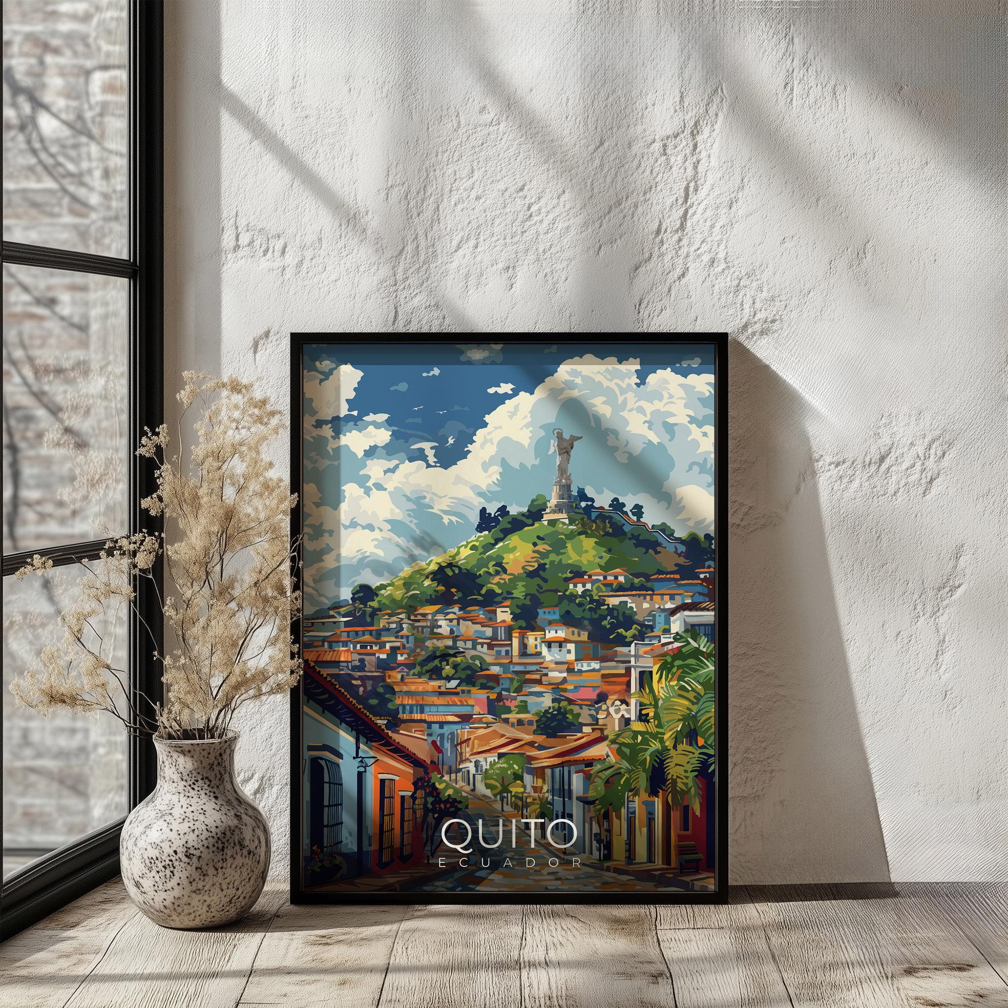 Quito Print Ecuador Travel Wall Art Cityscape Andes Mountains Historic ...