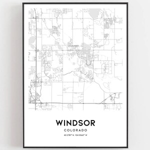Windsor Map Print Windsor Map Poster Wall Art Co City Map | Etsy