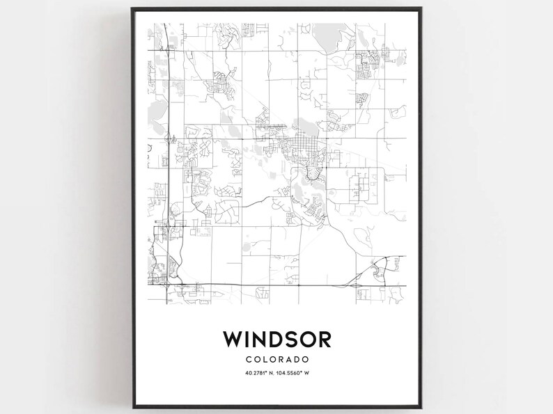 Windsor Map Print Windsor Map Poster Wall Art Co City Map | Etsy