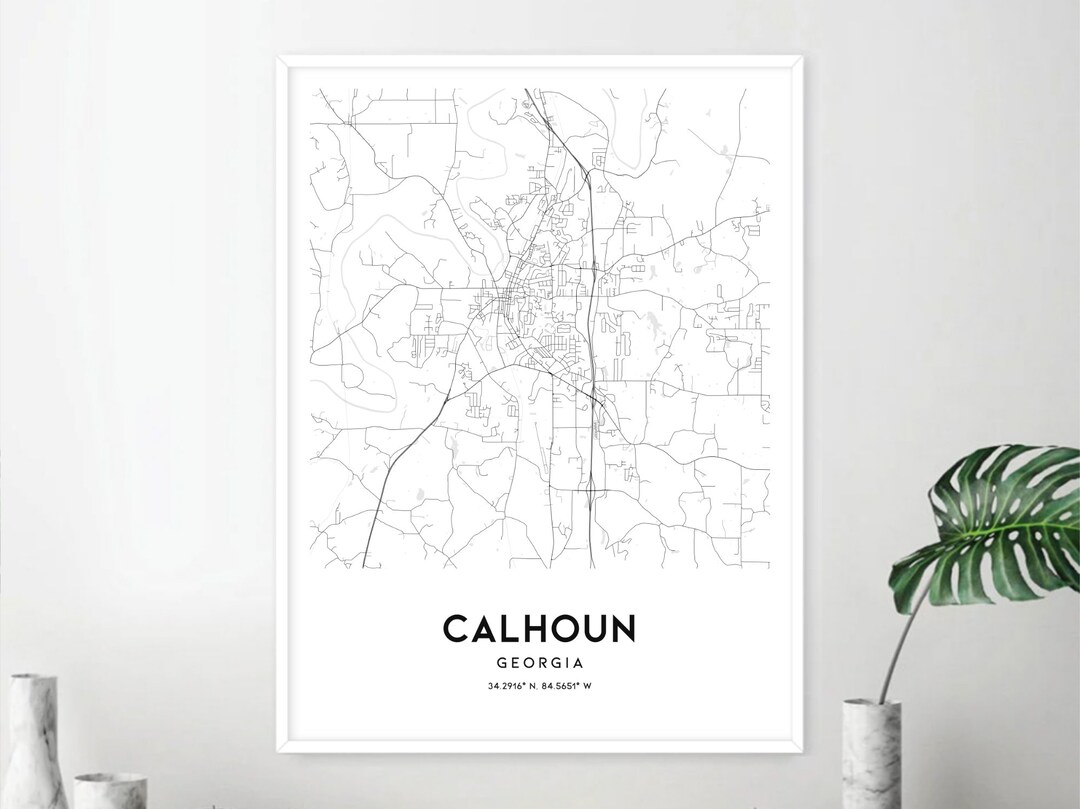 Calhoun Map Print, Calhoun Map Poster Wall Art, Ga City Map, Georgia ...