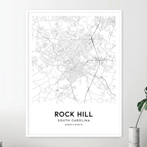 Rock Hill Map Print Rock Hill Map Poster Wall Art Sc City - Etsy