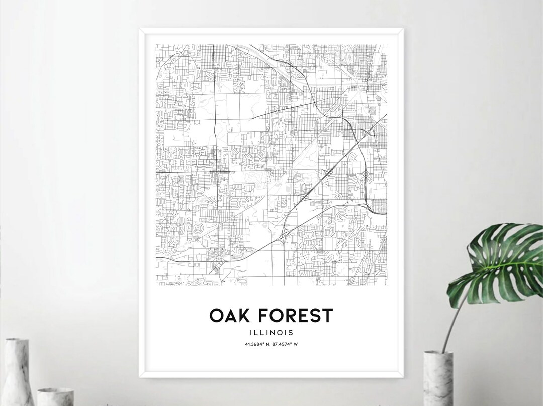 Oak Forest Map Print, Oak Forest Map Poster Wall Art, Il City Map ...