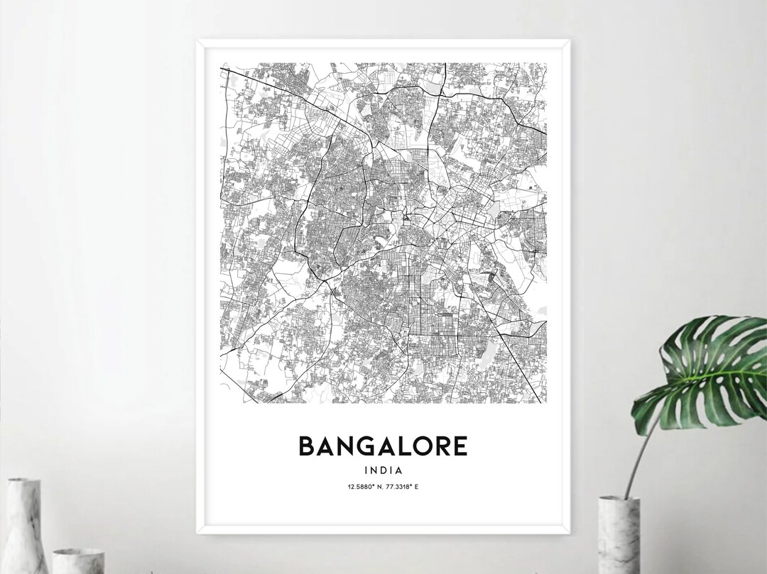 Bangalore Map Print, Bangalore Map Poster Wall Art, Bangalore City Map ...