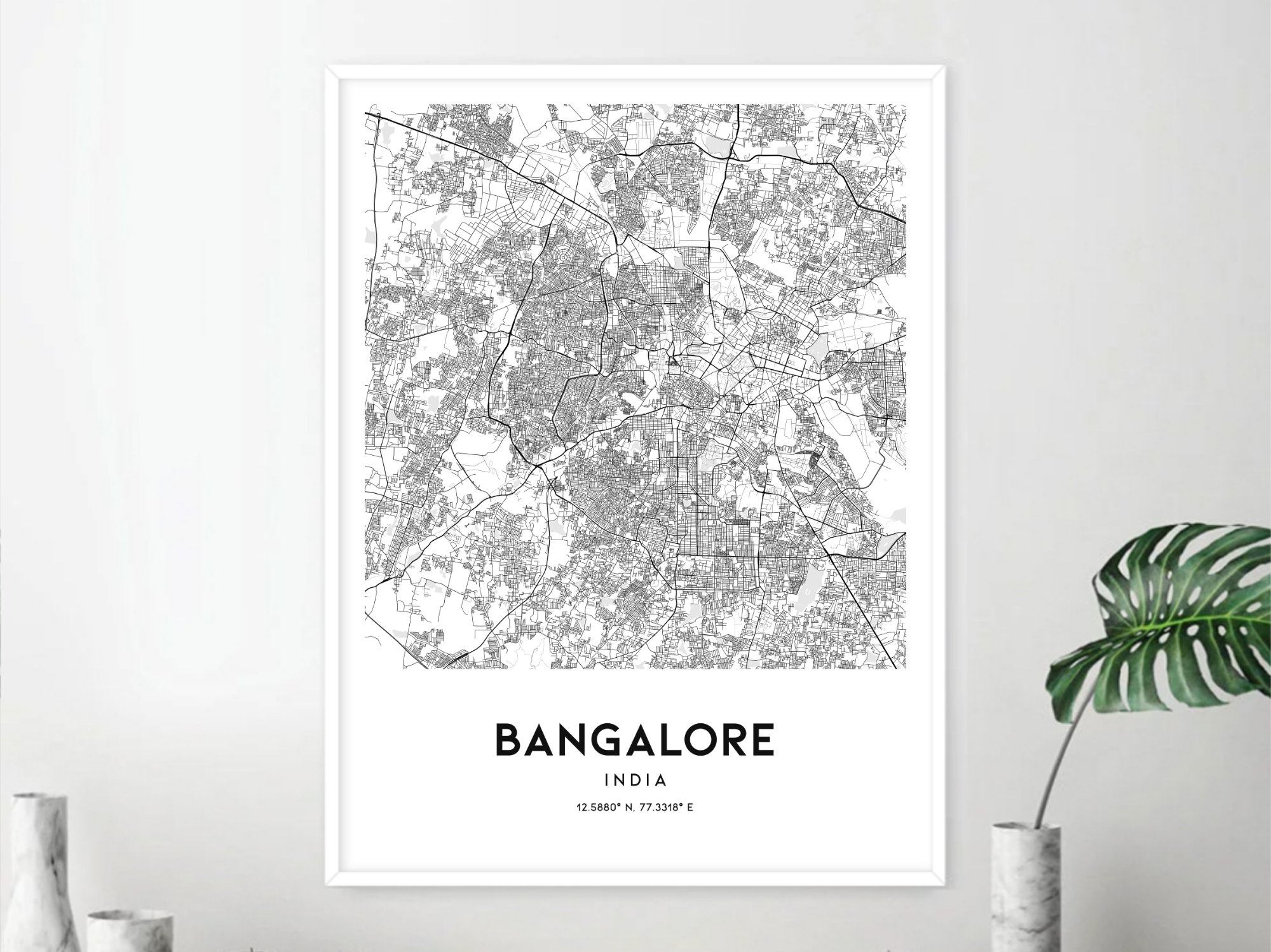 Bangalore Map Print, Bangalore Map Poster Wall Art, Bangalore City Map ...