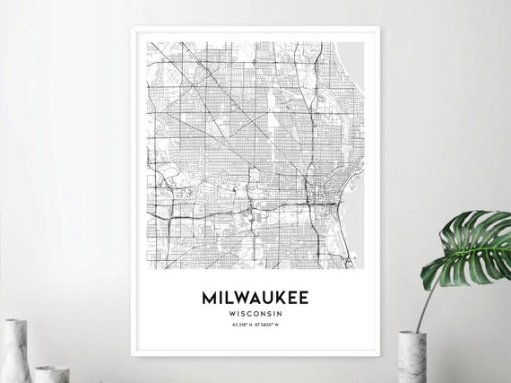 Milwaukee Map Print Milwaukee Map Poster Wall Art Wi City | Etsy