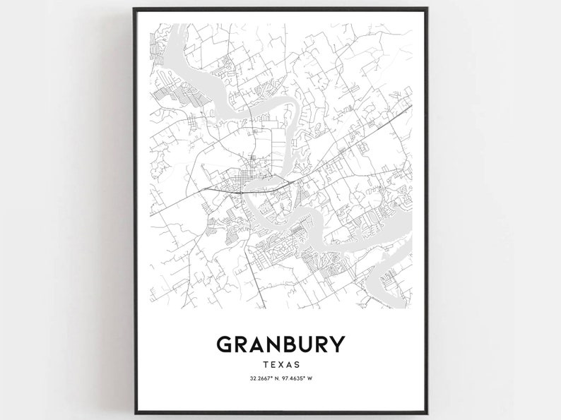 Granbury Map Print Granbury Map Poster Wall Art Tx City | Etsy