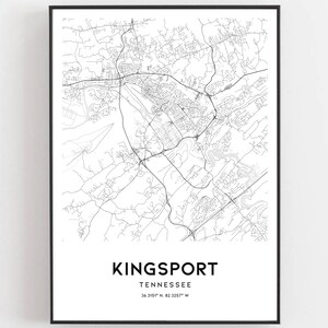 Kingsport Map Print Kingsport Map Poster Wall Art Tn City | Etsy