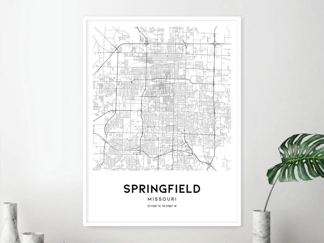 Springfield Map Print, Springfield Map Poster Wall Art, Mo City Map ...