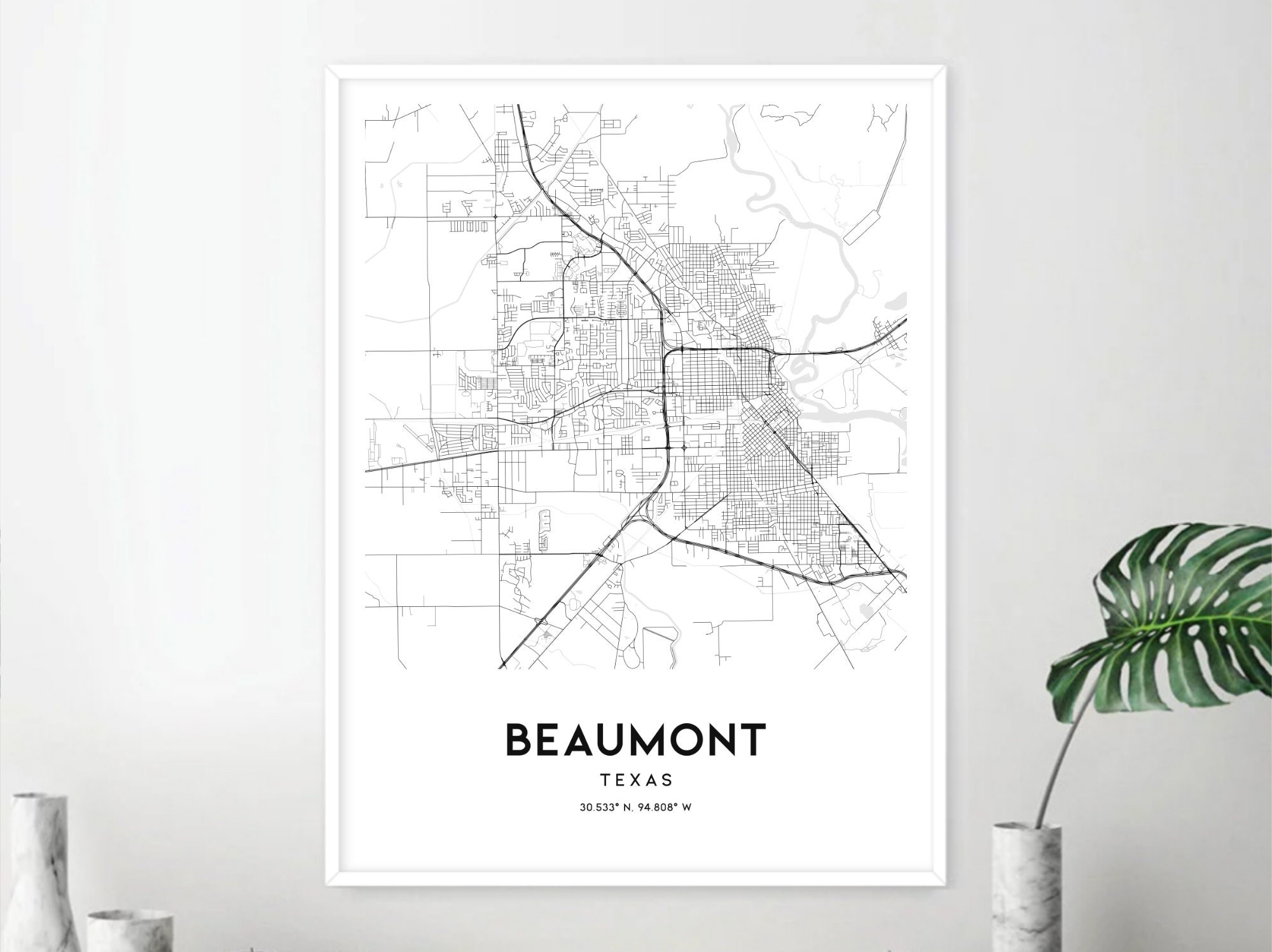 Beaumont Map Print, Beaumont Map Poster Wall Art, Tx City Map, Texas ...