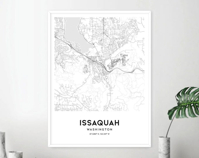 Issaquah Map Print, Issaquah Map Poster Wall Art, Wa City Map ...