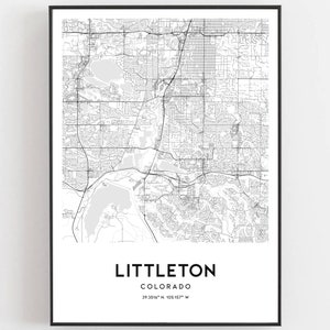 Littleton Map Print Littleton Map Poster Wall Art Co City | Etsy