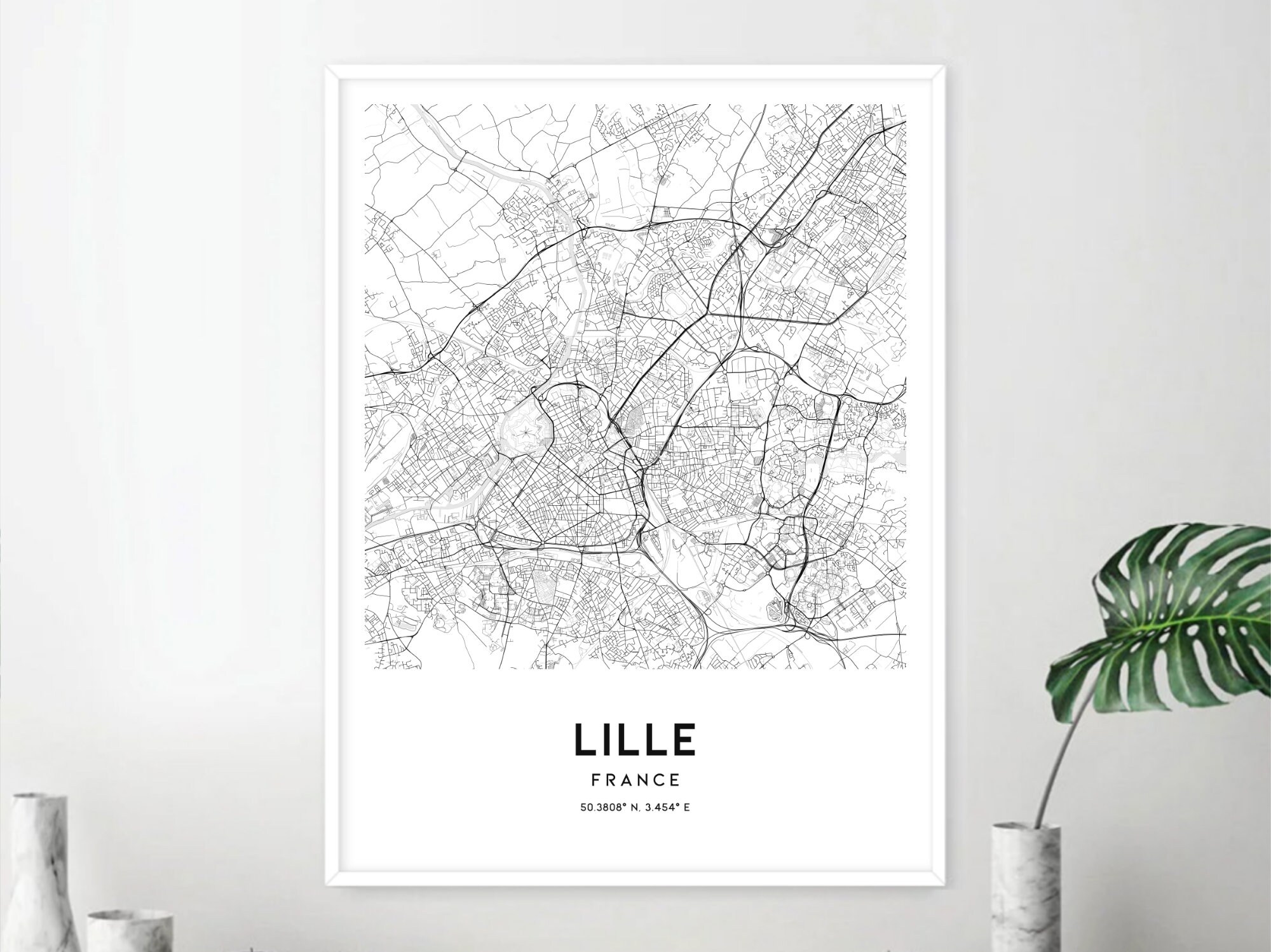 Lille Map Print, Lille Map Poster Wall Art, Lille City Map, Lille Print ...