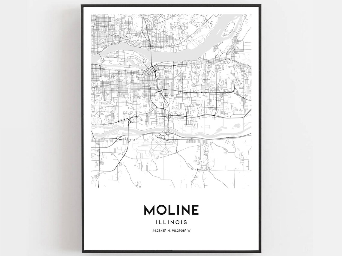 Moline Map Print Moline Map Poster Wall Art Il City Map | Etsy