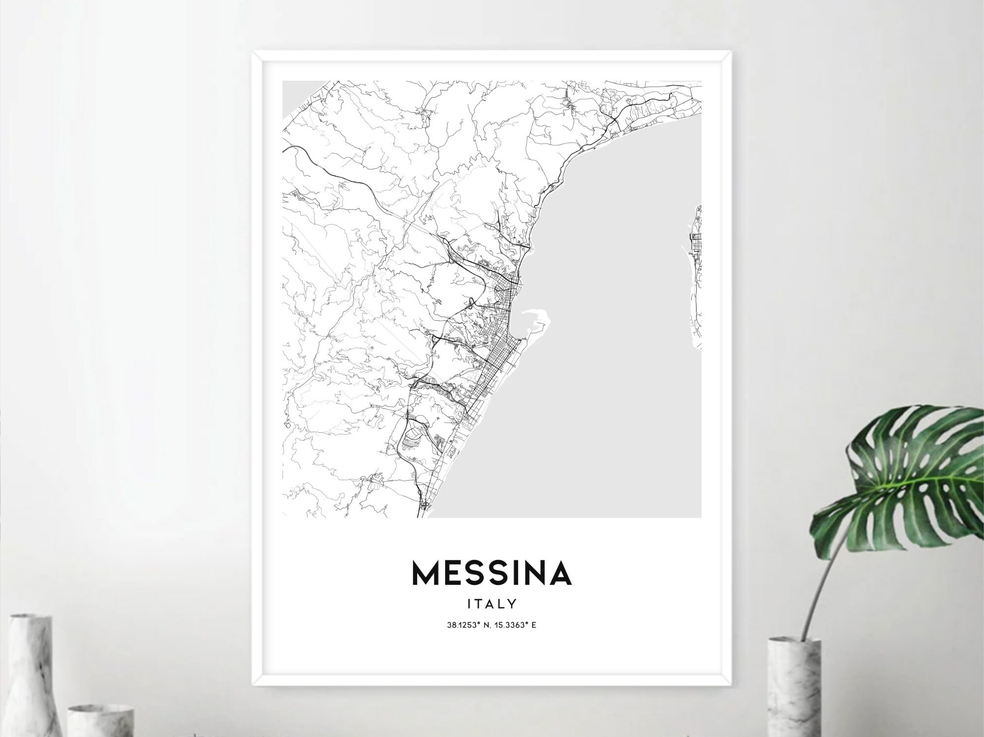 Messina Map Print Messina Map Poster Wall Art Messina City - Etsy UK