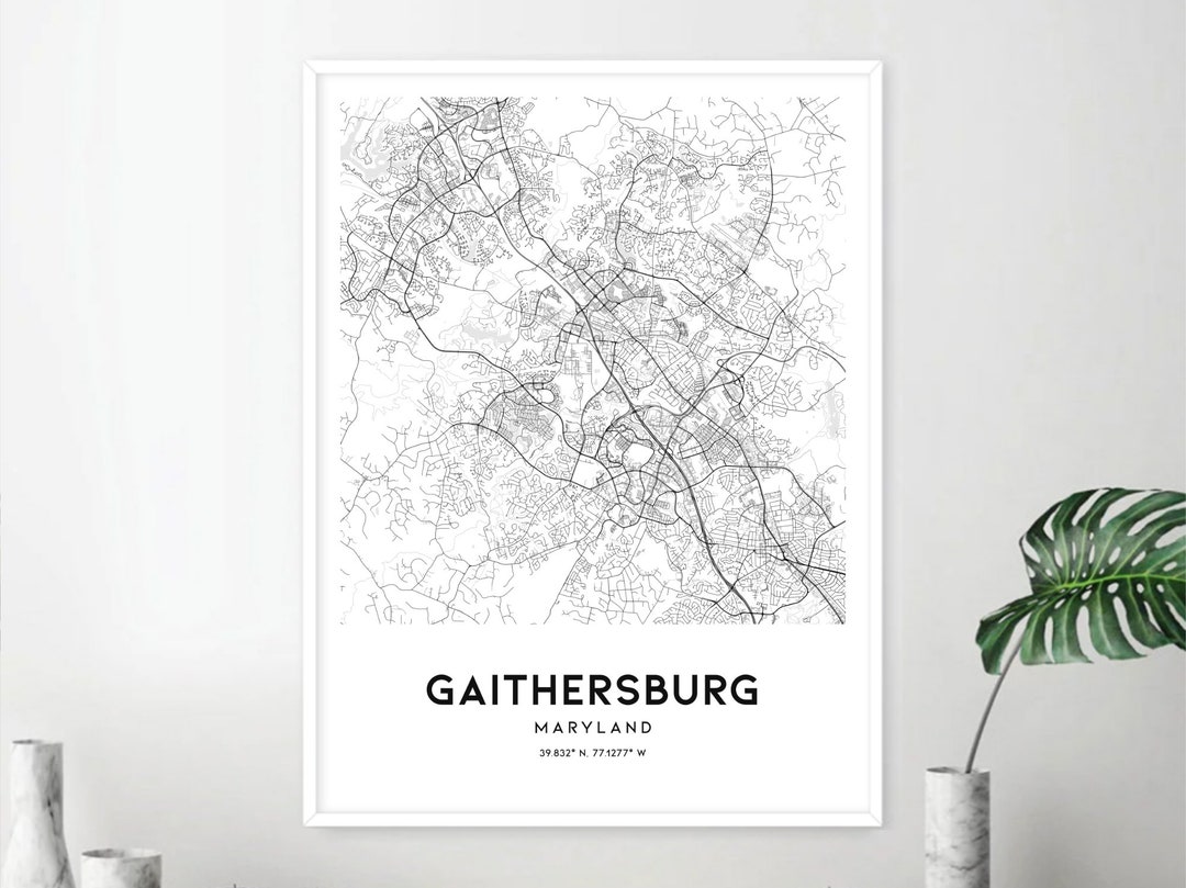 Gaithersburg Map Print, Gaithersburg Map Poster Wall Art, Md City Map ...