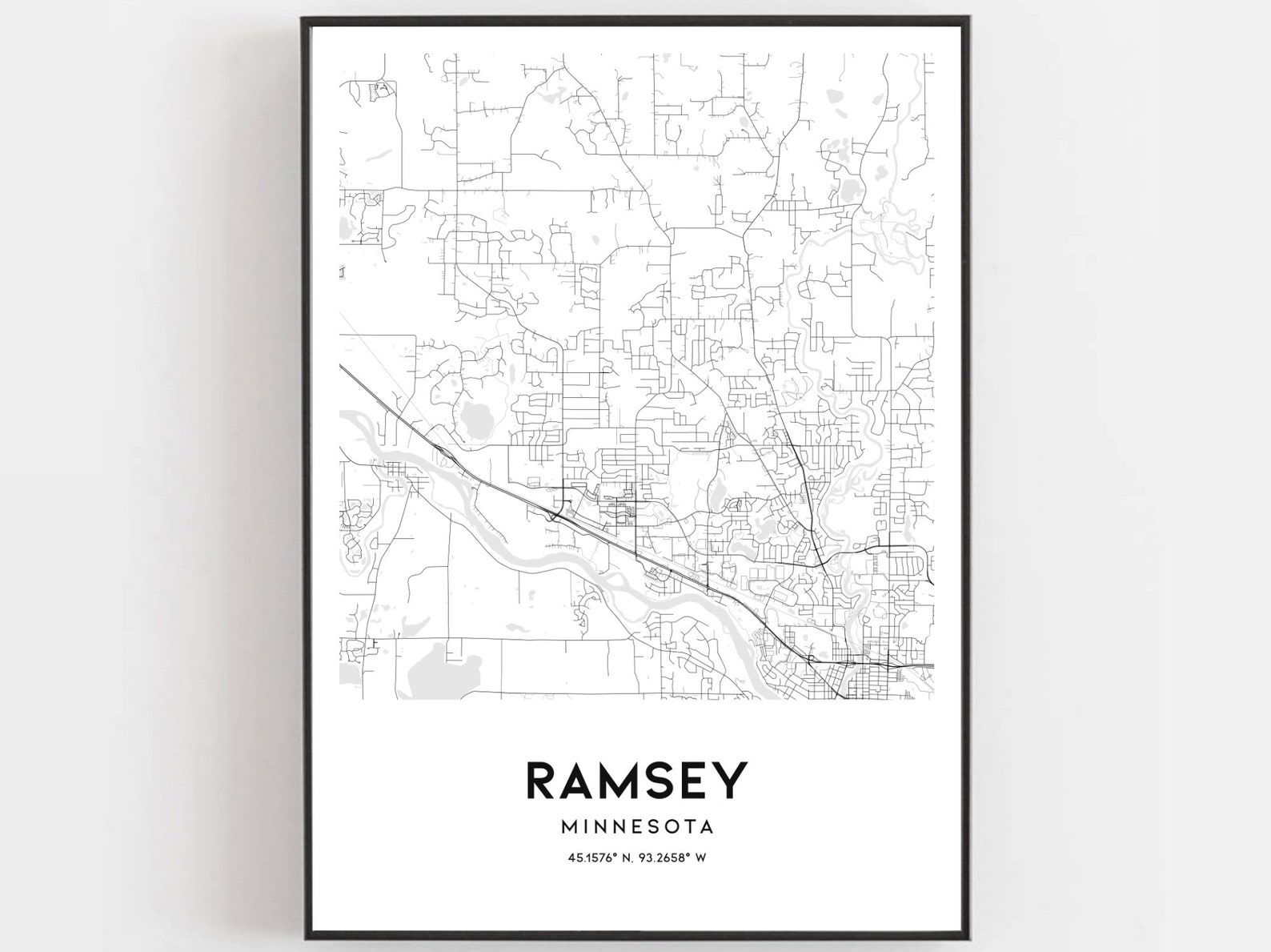 Ramsey Map Print Ramsey Map Poster Wall Art Mn City Map | Etsy