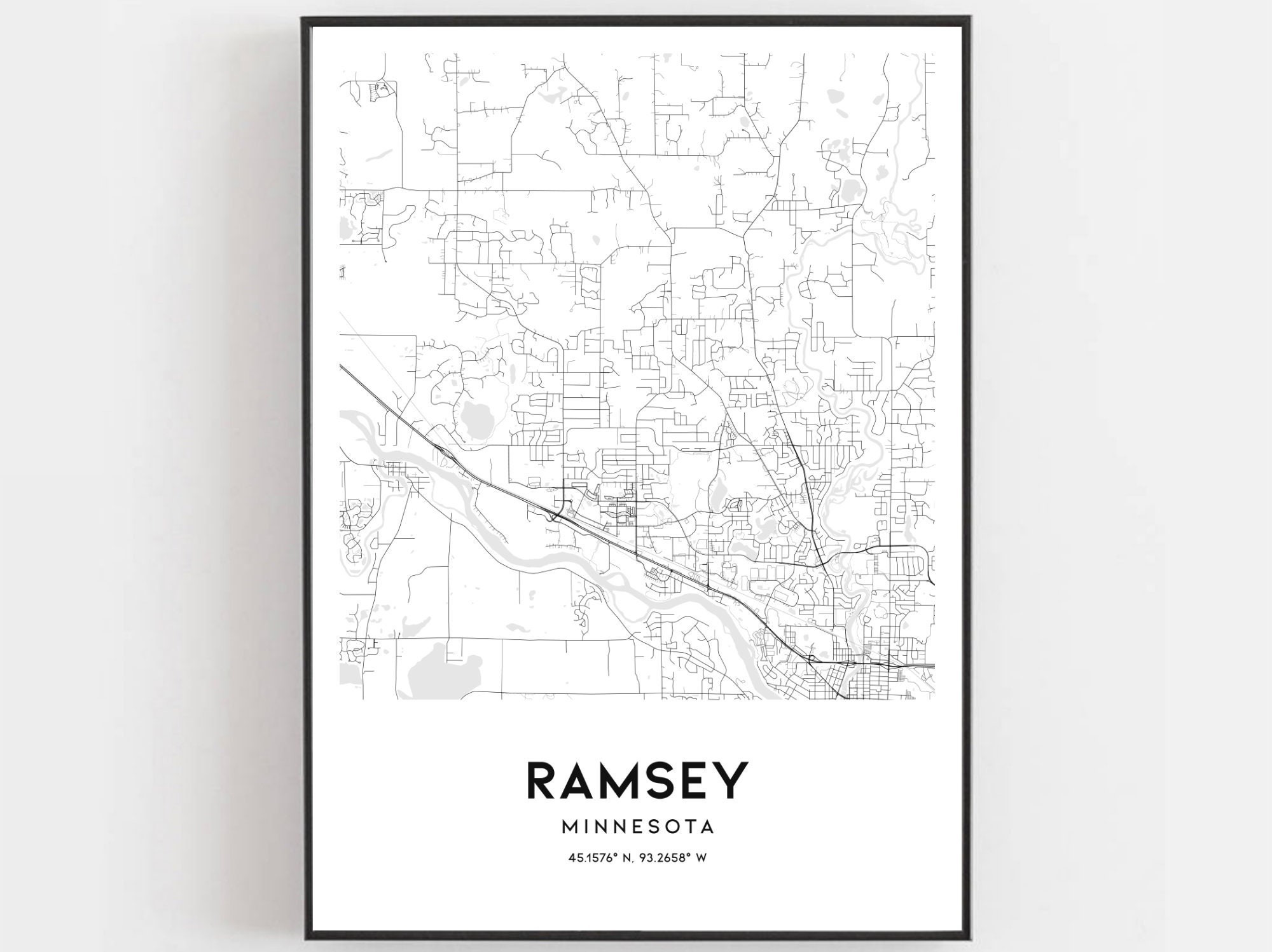 Ramsey Map Print Ramsey Map Poster Wall Art Mn City Map | Etsy