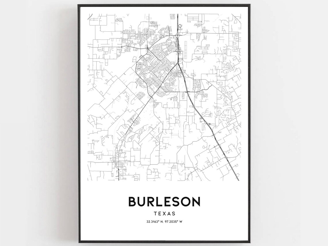 Burleson Map Print Burleson Map Poster Wall Art Tx City Map | Etsy
