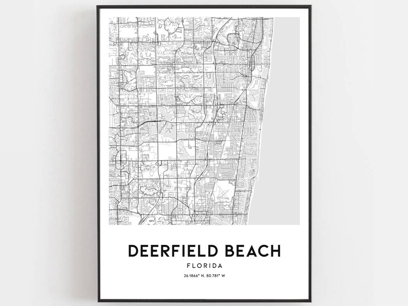 Deerfield Beach Map Print Deerfield Beach Map Poster Wall | Etsy