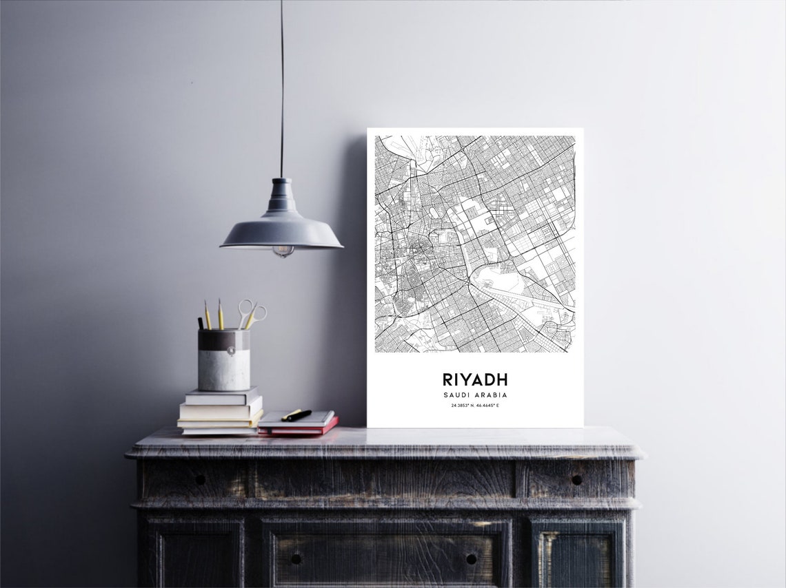 Riyadh Map Print, Riyadh Map Poster Wall Art, Riyadh City Map, Riyadh ...