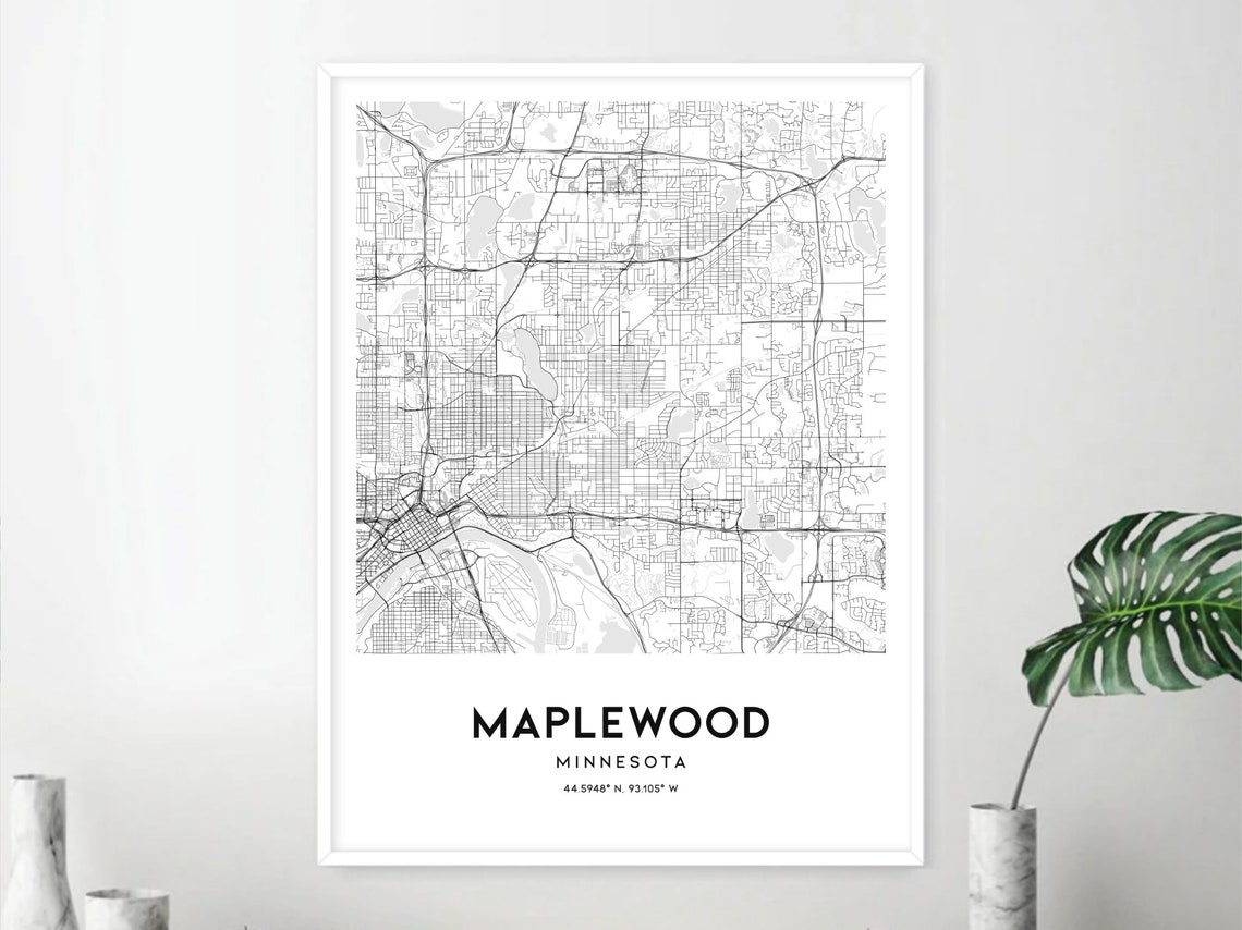 Maplewood Map Print Maplewood Map Poster Wall Art Mn City - Etsy