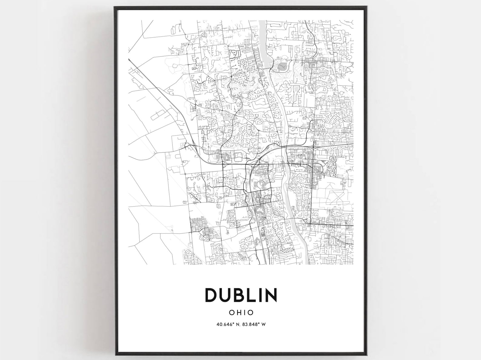 Dublin Map Print Dublin Map Poster Wall Art Oh City Map | Etsy