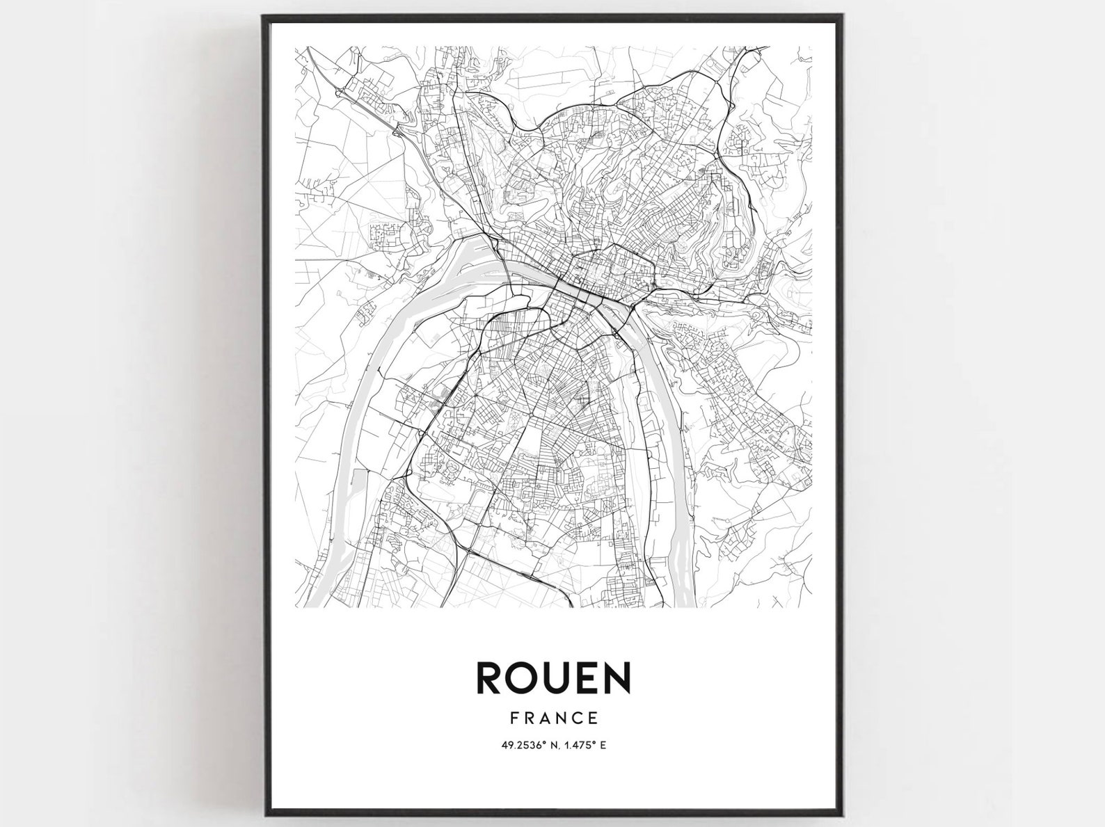 Rouen Map Print Rouen Map Poster Wall Art Rouen City Map | Etsy