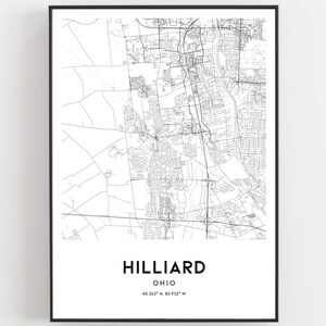 Hilliard Map Print Hilliard Map Poster Wall Art Oh City Map | Etsy