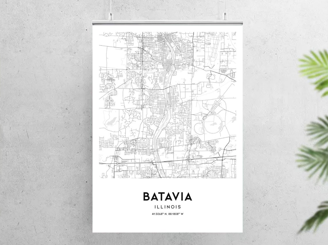 Batavia Map Print Batavia Map Poster Wall Art Il City Map | Etsy