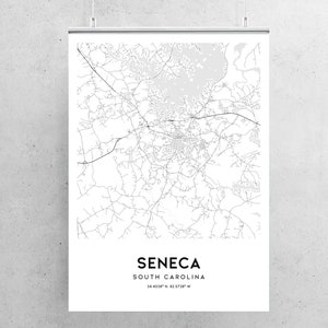 Seneca Map Print Seneca Map Poster Wall Art Sc City Map | Etsy