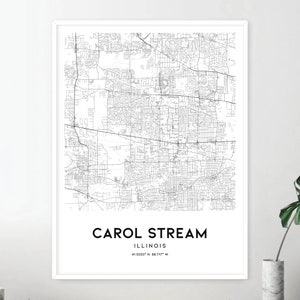 Carol Stream Map Print, Carol Stream Map Poster Wall Art, Il City Map ...