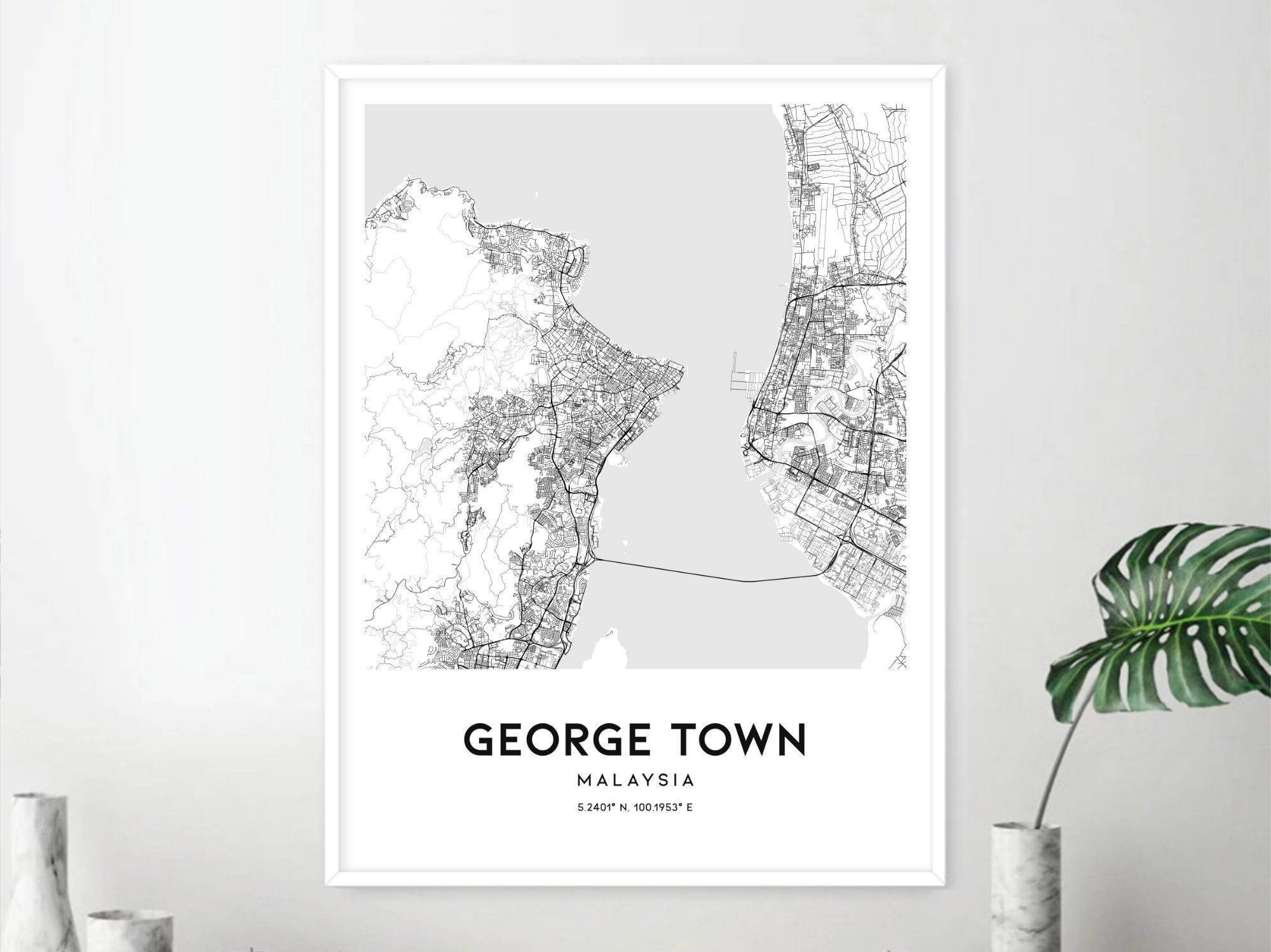 George Town Map Print George Town Map Poster Wall Art George - Etsy